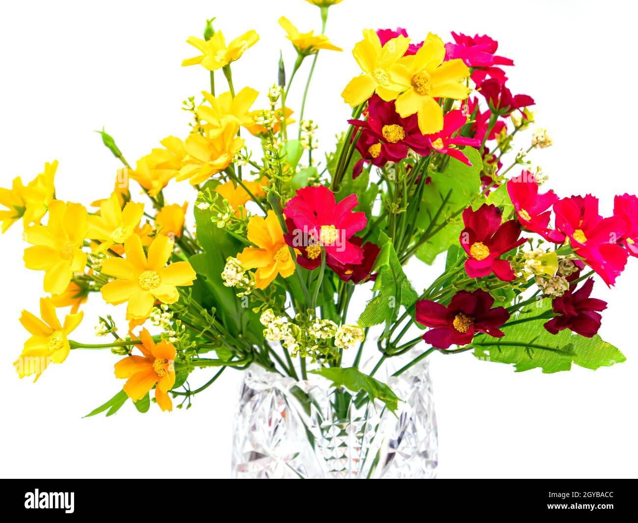 Bouquet of flowers in a vase on a white background. Postcard. Birthday ...