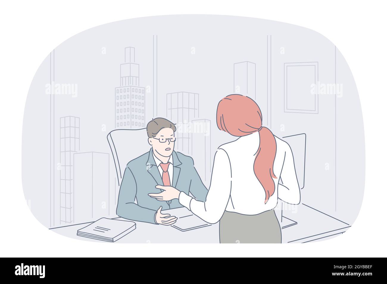 Teamwork, communication, business discussion concept. Business people ...