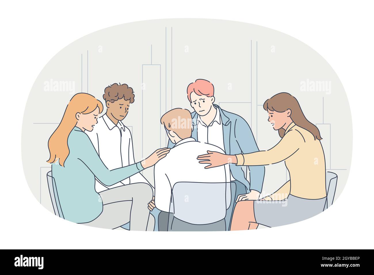 Support, helping hand, teamwork concept. Group of young caring people ...