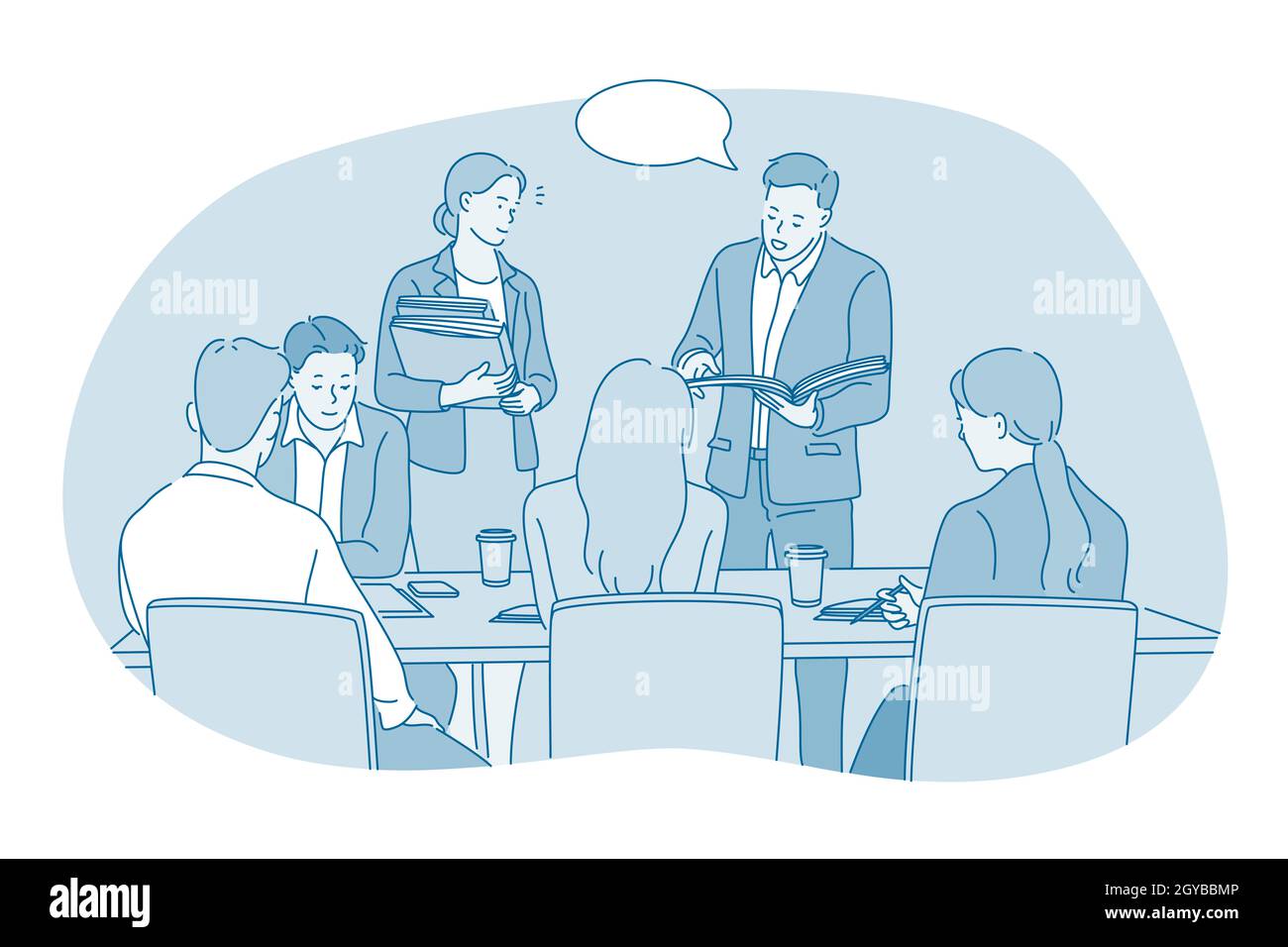 Teamwork, business meeting, brainstorm concept. Young business people ...