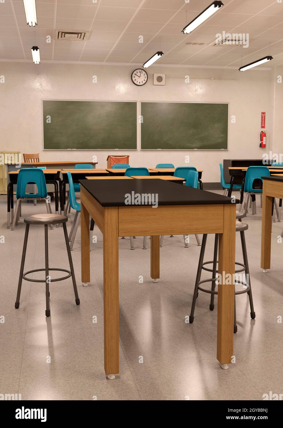 3D rendering of a classroom interior without people Stock Photo - Alamy