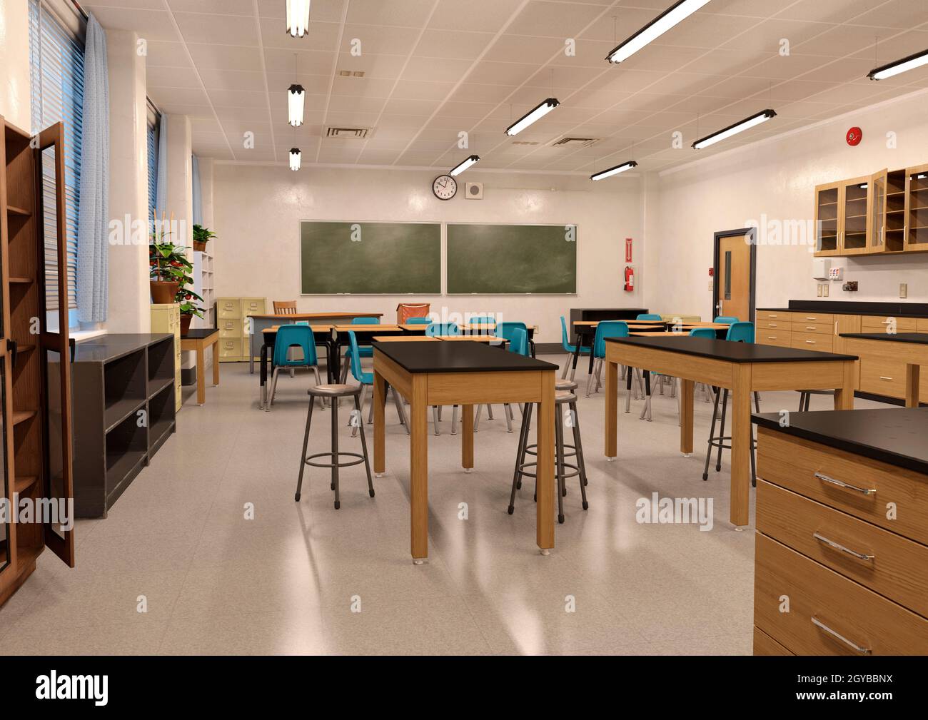 3D rendering of a classroom interior without people Stock Photo - Alamy