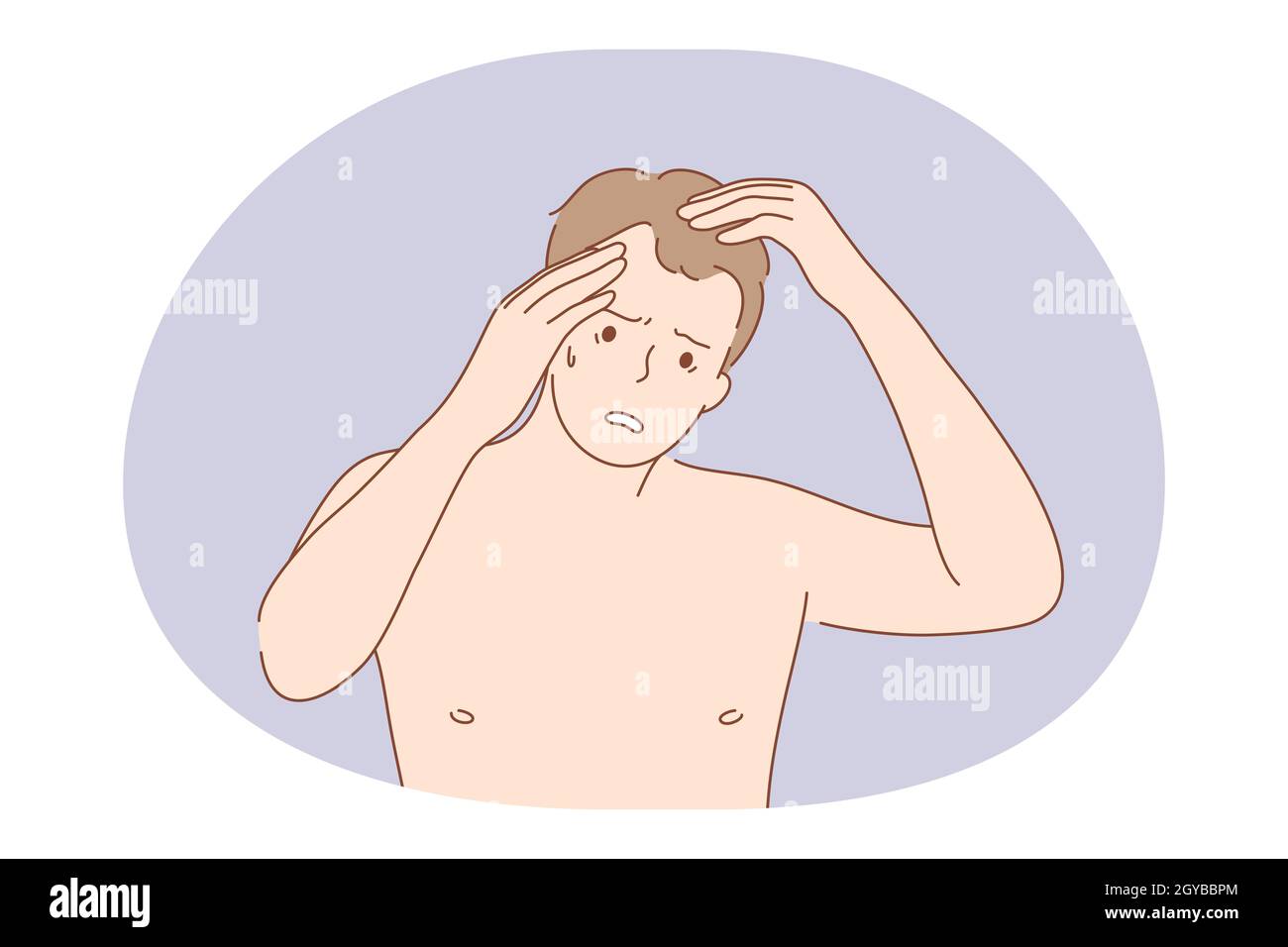 Suffering from pain in muscles, joints, losing hair concept. Young ...