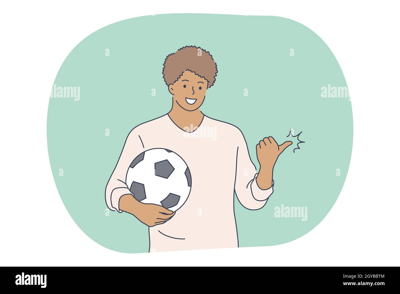 Professional football player, soccer ball, sport concept. Young smiling ...