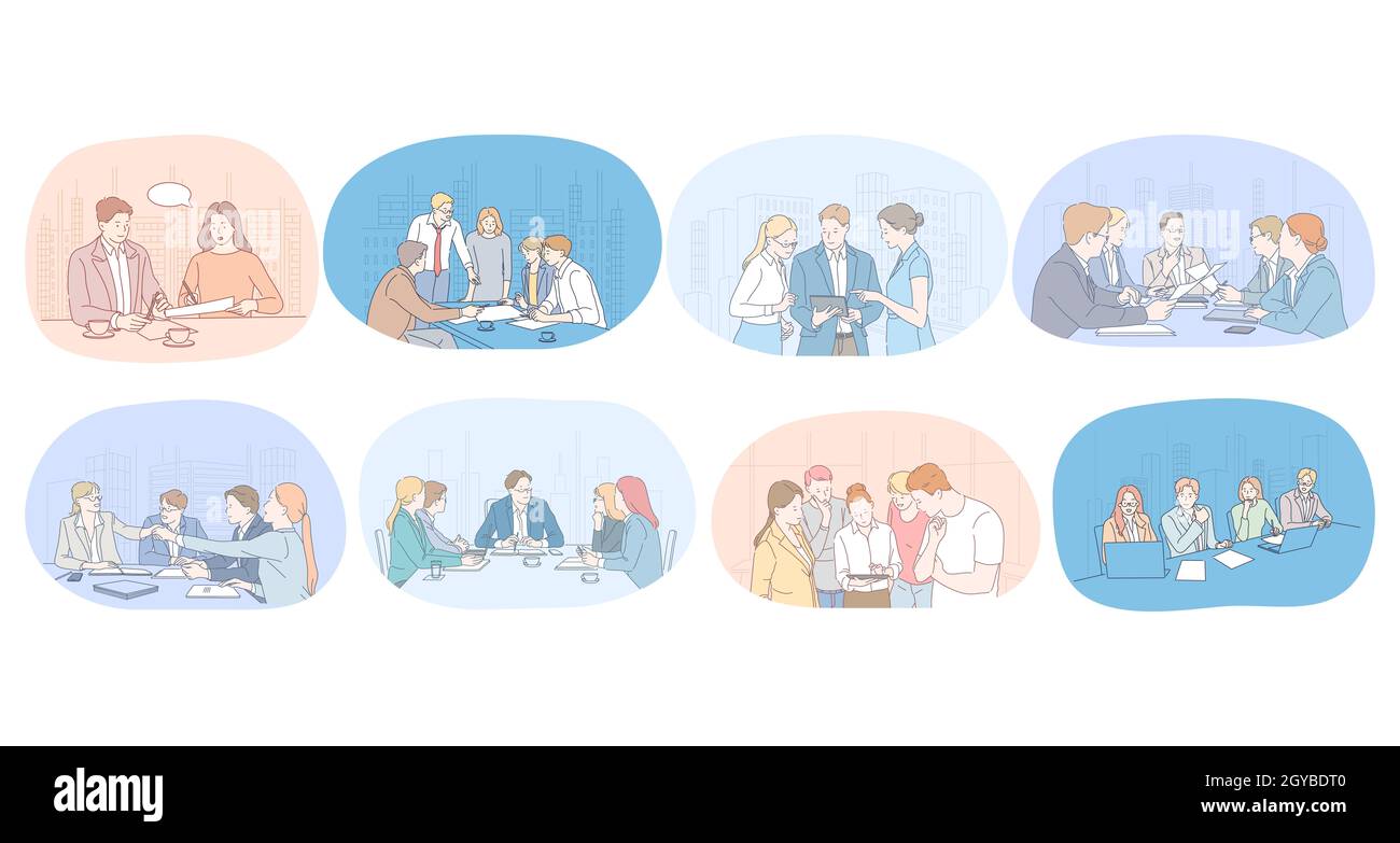 Communication, business, teamwork, brainstorming, presentation ...