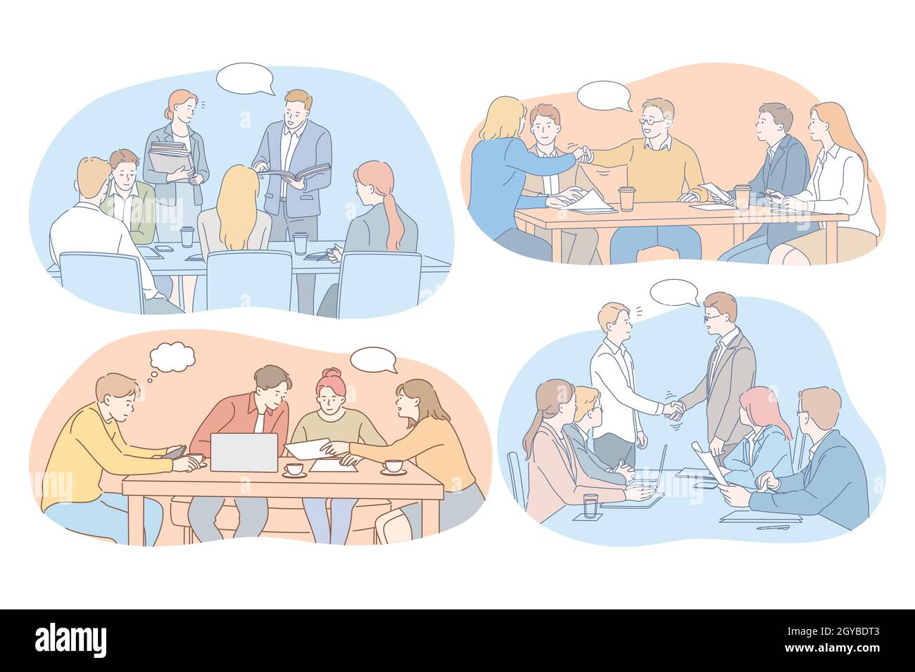 Concept cartoon illustration company partners hi-res stock photography ...