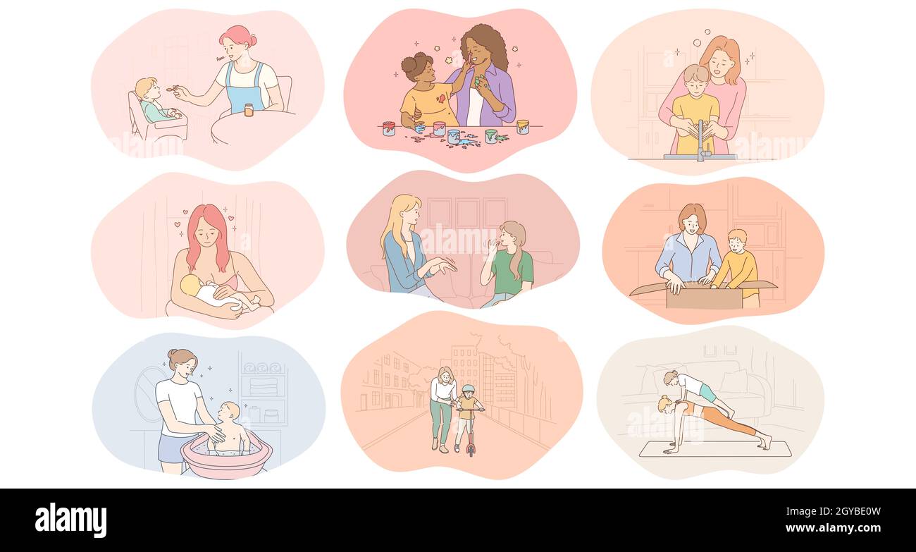 Mother and child, motherhood, home activities with children concept ... Mother and child, motherhood, home activities with children concept ...