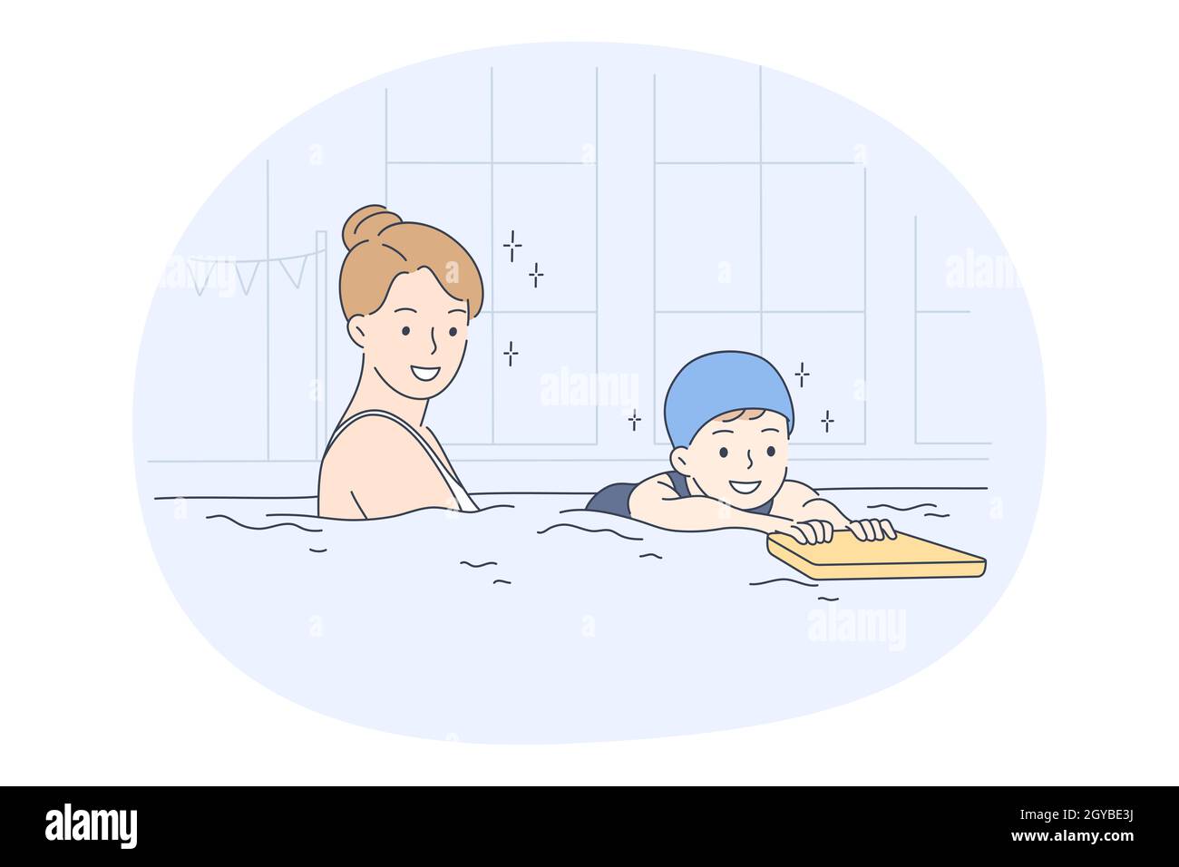 Children Swimming Animated