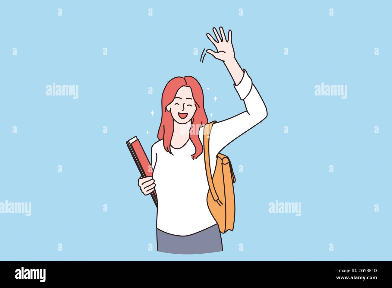 Back to school and education concept. Young happy positive schoolchild ...