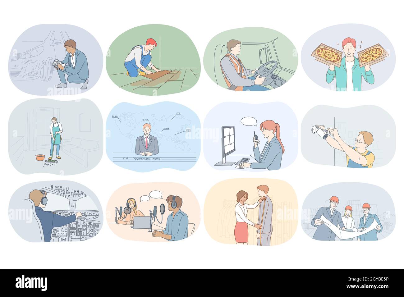 Cartoon characters different professions hi-res stock photography and ...