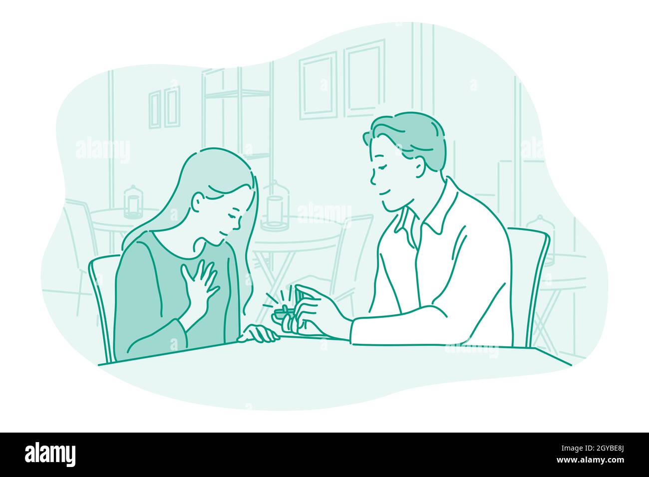 Proposal, engagement, relations concept. Young loving happy boyfriend ...