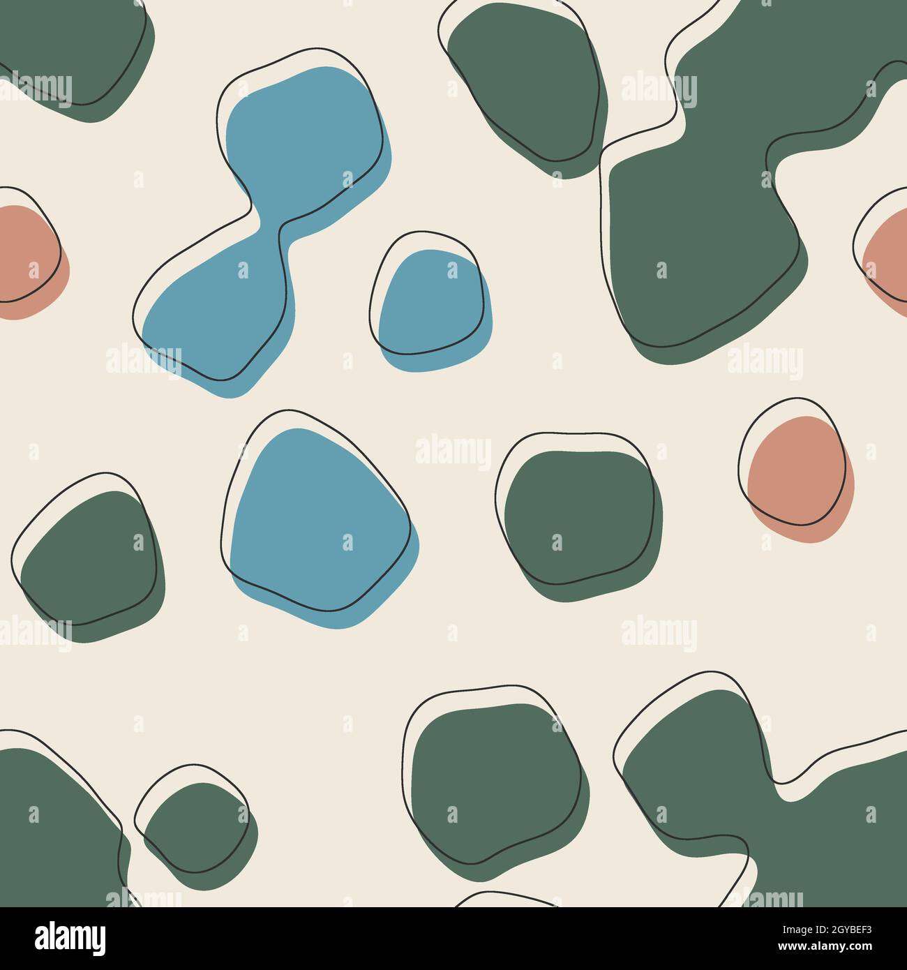 Seamless abstract organic blog shapes in various colors with offset ...