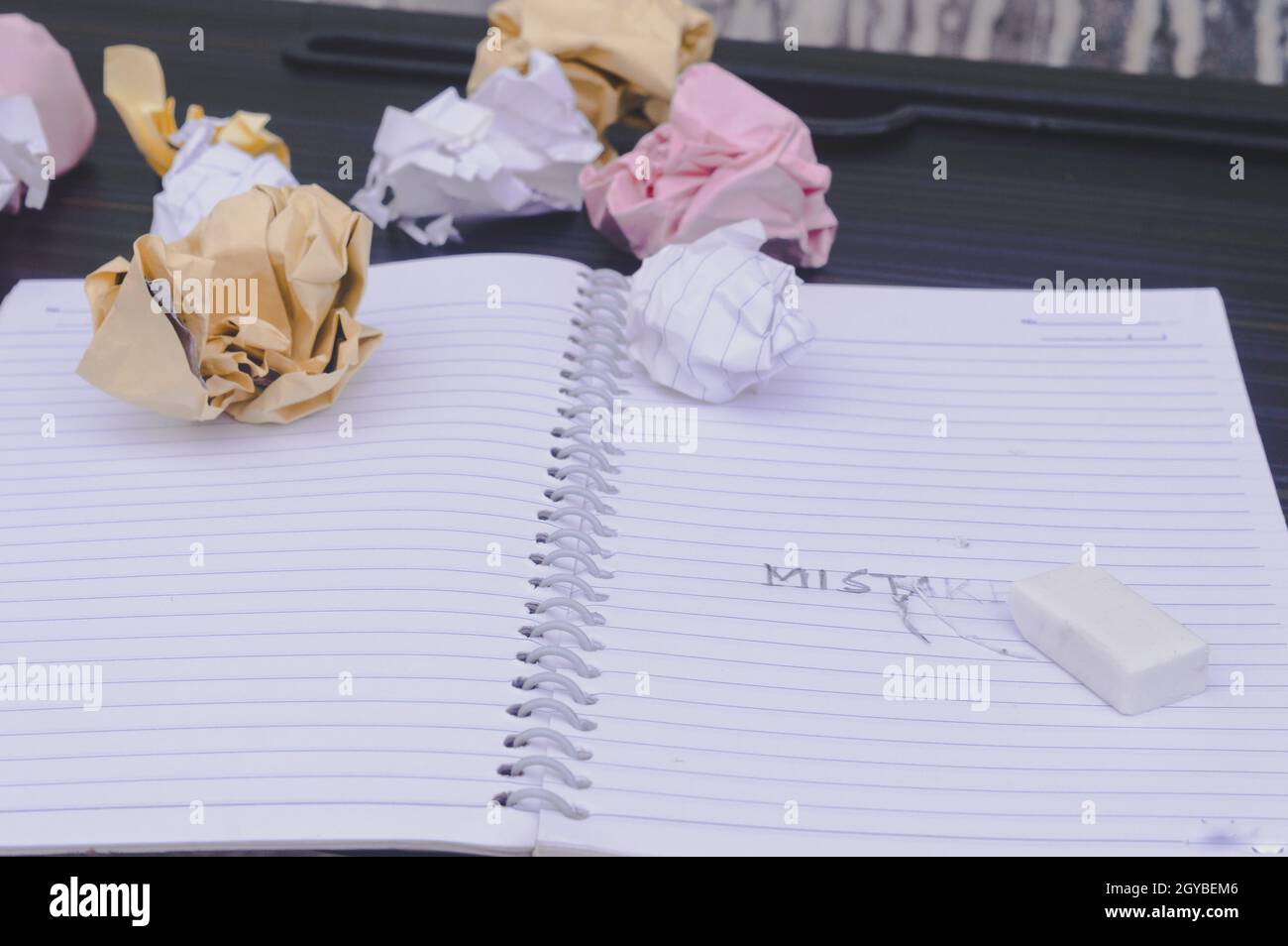 Erasing Mistake on notepad. Learning, wrong, blooper, regret sayings ...