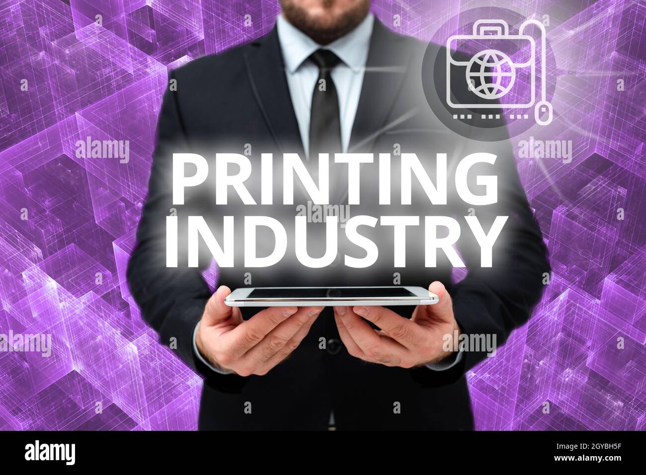 Text caption presenting Printing Industry, Business idea industry ...