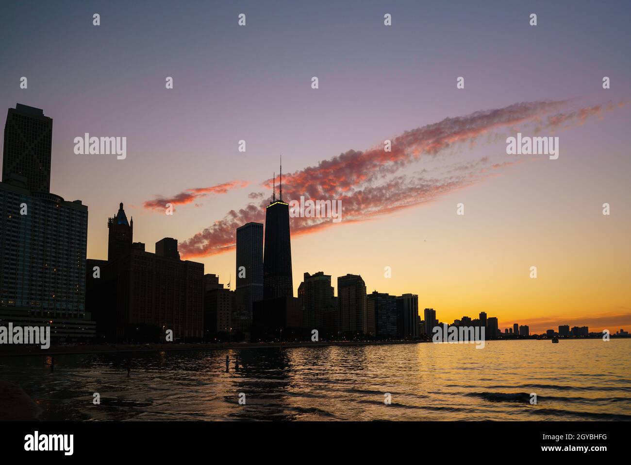 Chicago Skyline Silhouette Sunset
