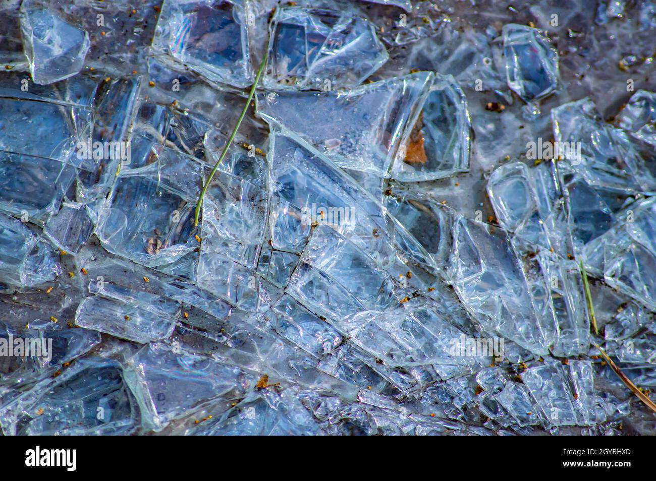 Shattered damaged pieces blue glass hi-res stock photography and images ...