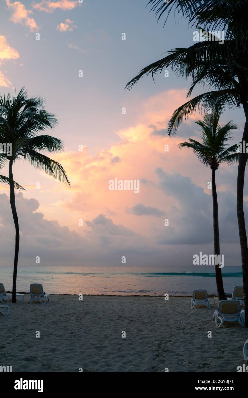 Sunset on the beach in Mexico Stock Photo - Alamy