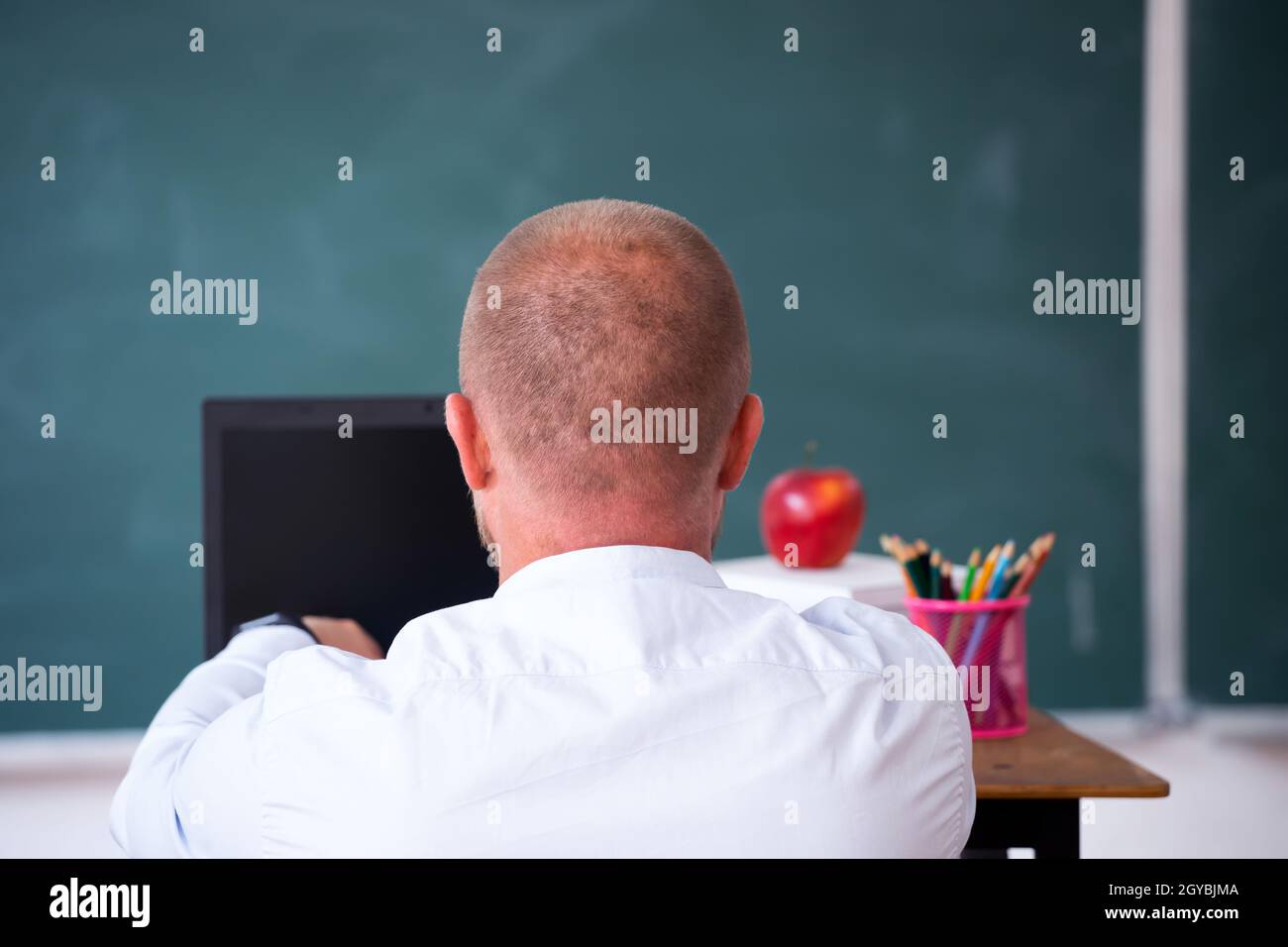 Back to School Concept. School math teacher giving virtual teaching ...