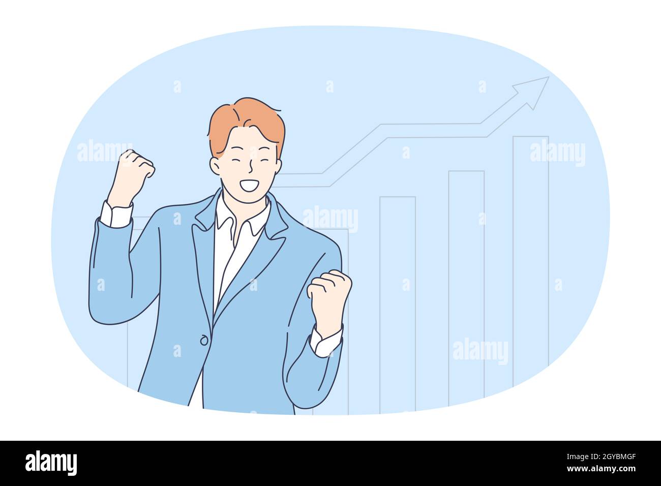 Success, leadership, business development concept. Happy young ...