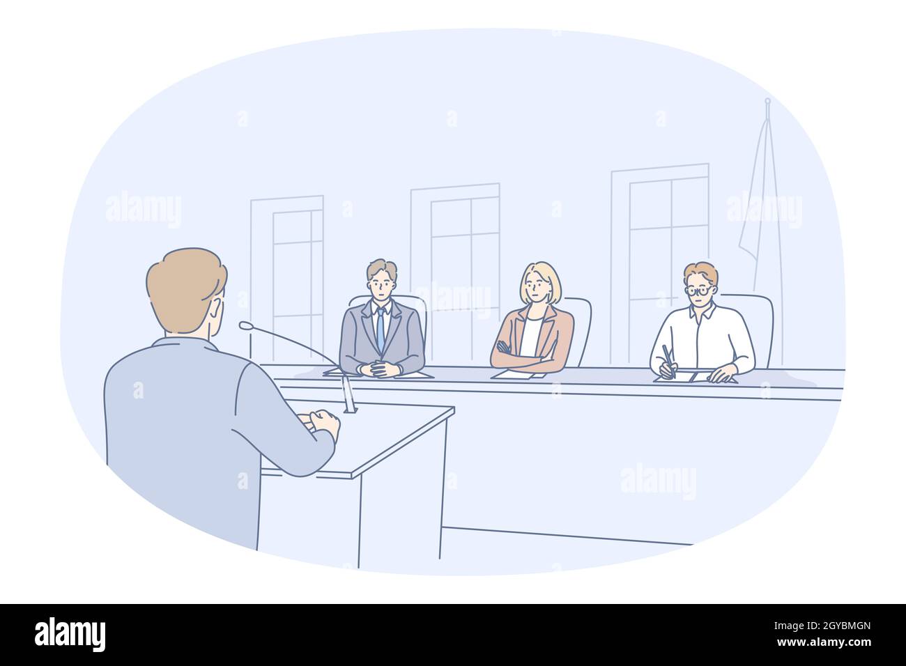 Public speaker, meeting, conference concept. Young man orator standing ...