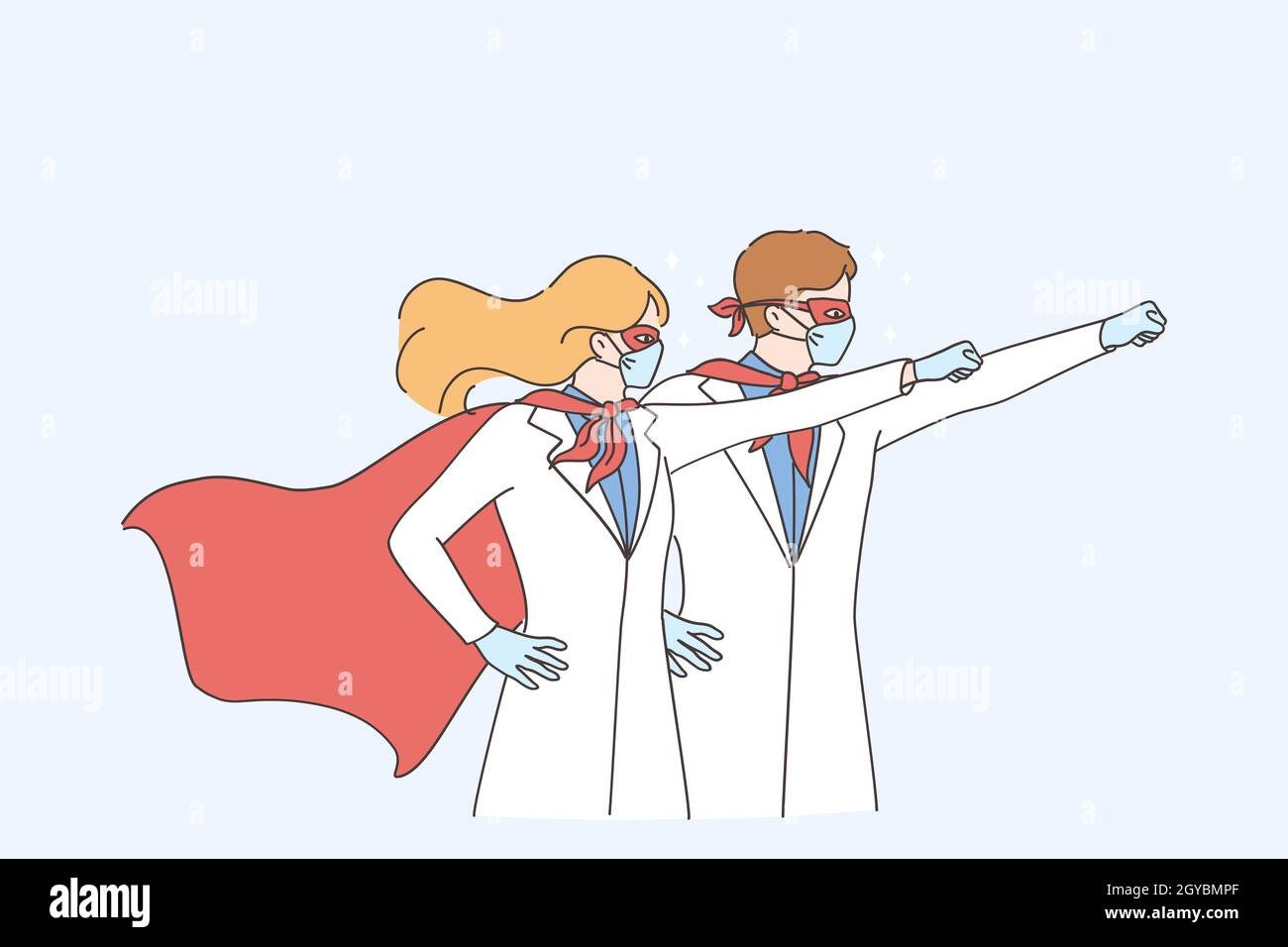 Superpower of doctors during coronavirus pandemic concept. Man and ...