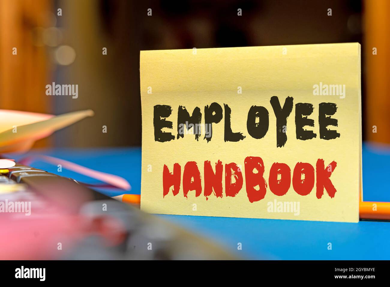 Handwriting text Employee Handbook, Word Written on states the rules ...