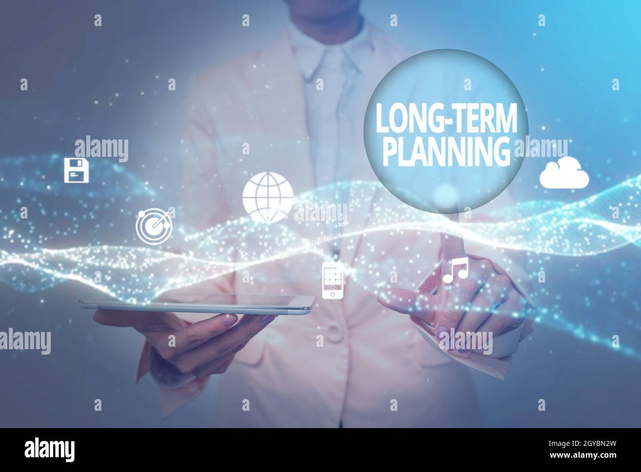 Hand writing sign Long Term Planning, Concept meaning establishing ...