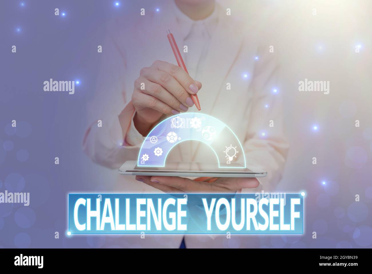 Text caption presenting Challenge Yourself, Concept meaning opportunity ...