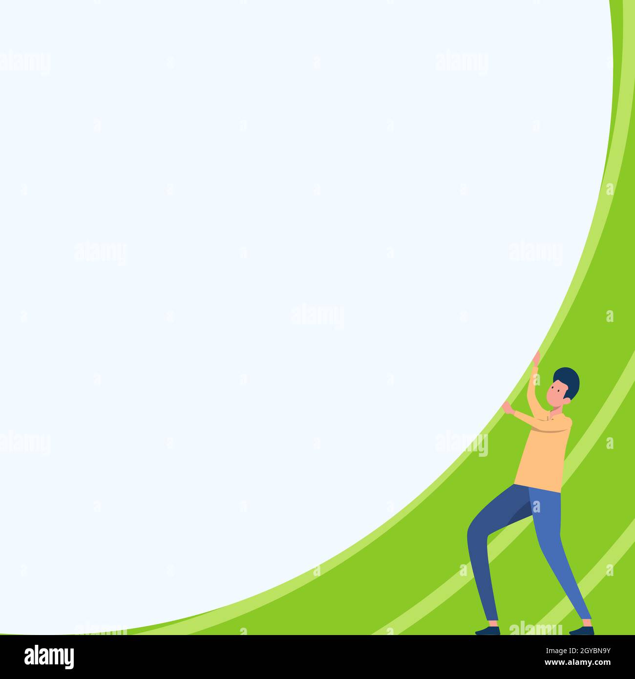 Gentleman Drawing Standing Pushing Big Circular Object Stock Photo - Alamy