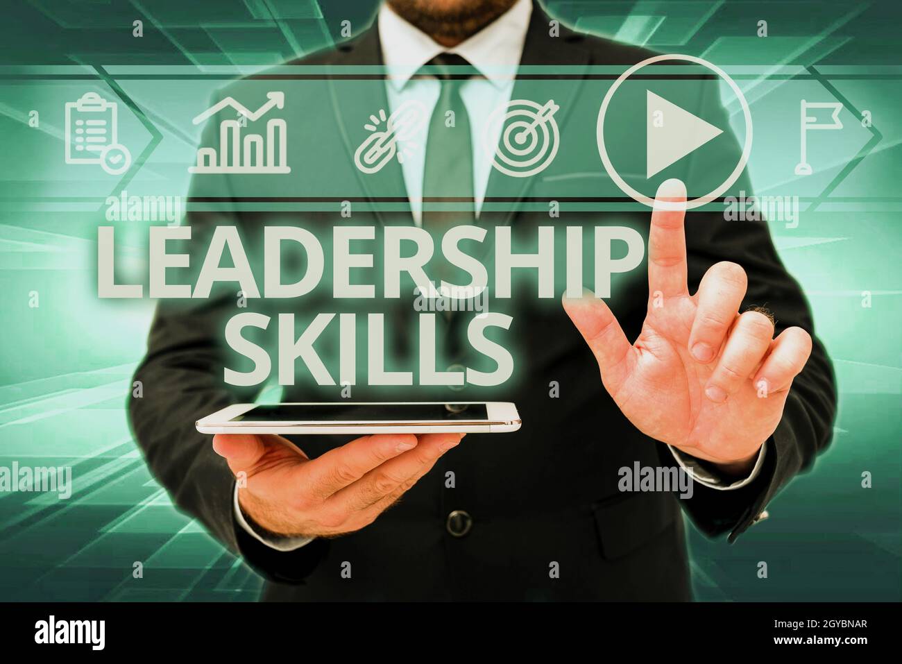 Sign displaying Leadership Skills, Business idea Skills and qualities ...