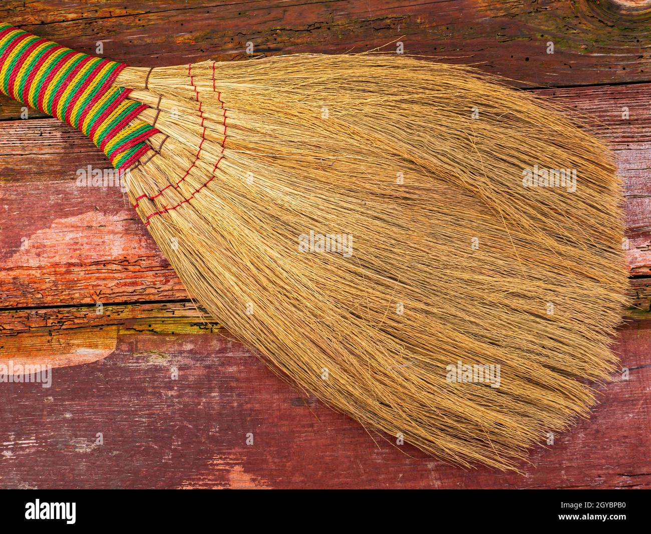 Wicker broom made of sorghum for indoor sweeping. Broom for sweeping the floor. House cleaning ...