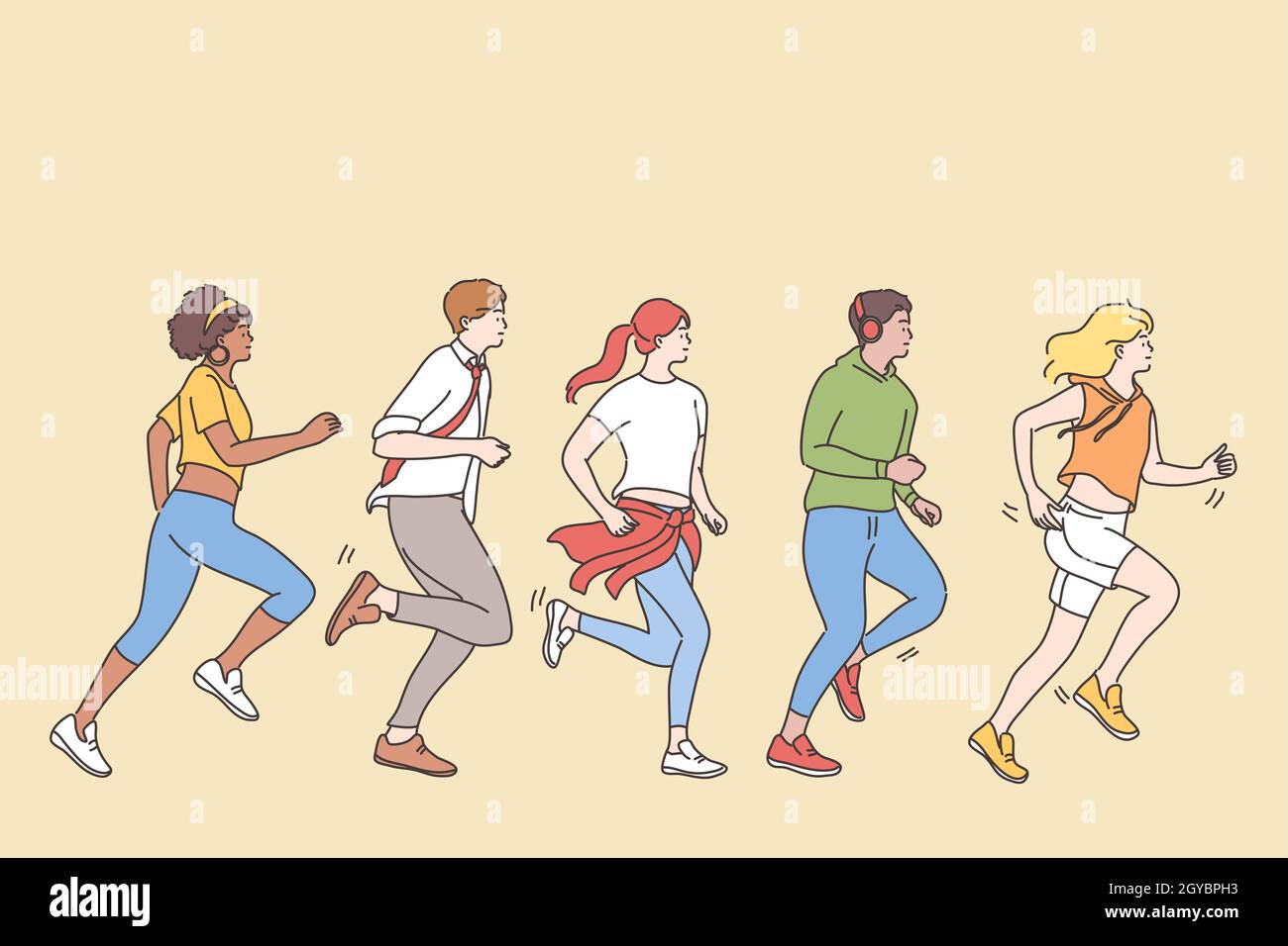 Competition, quick lifestyle, challenge concept. Group of people ...