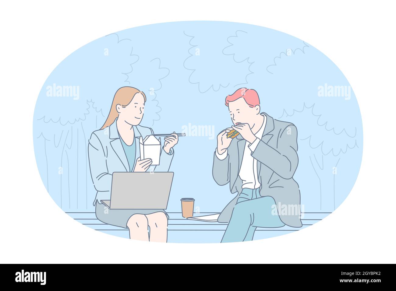 Couple cartoon in park design hi-res stock photography and images - Alamy