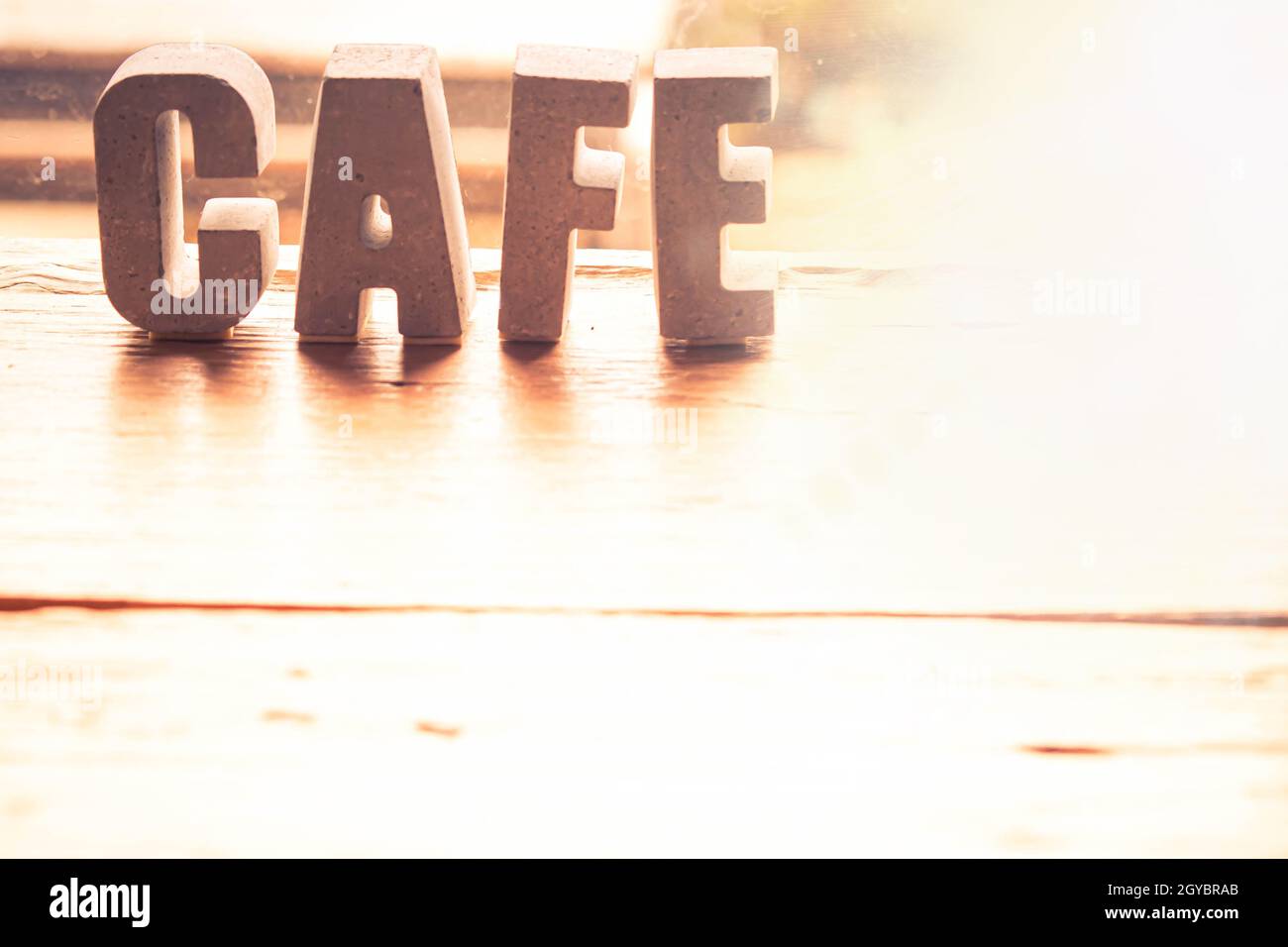 Cafe letter. Vintage Sign Made With Wooden Letters Stock Photo - Alamy
