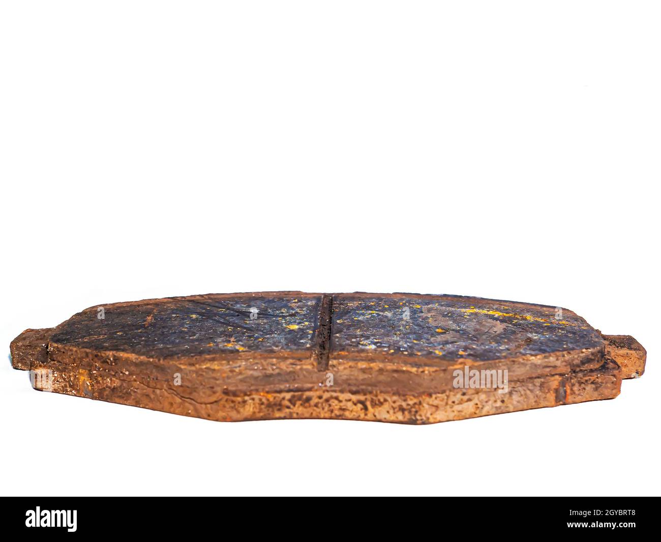 Old rusty worn out car brake shoe on a white background. Brake shoe ...