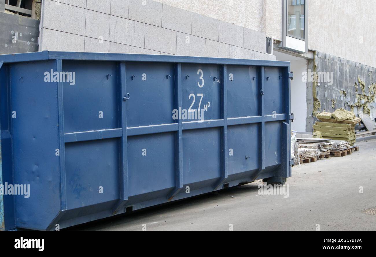 Metal durable blue industrial trash bin for outdoor trash at ...