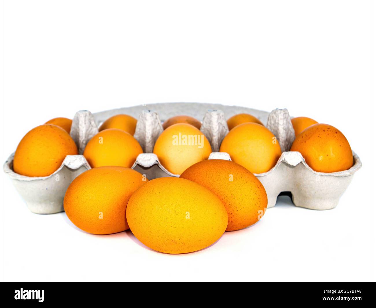 Brown chicken eggs in a carton box. Egg. Paper containers. Healthy food ...