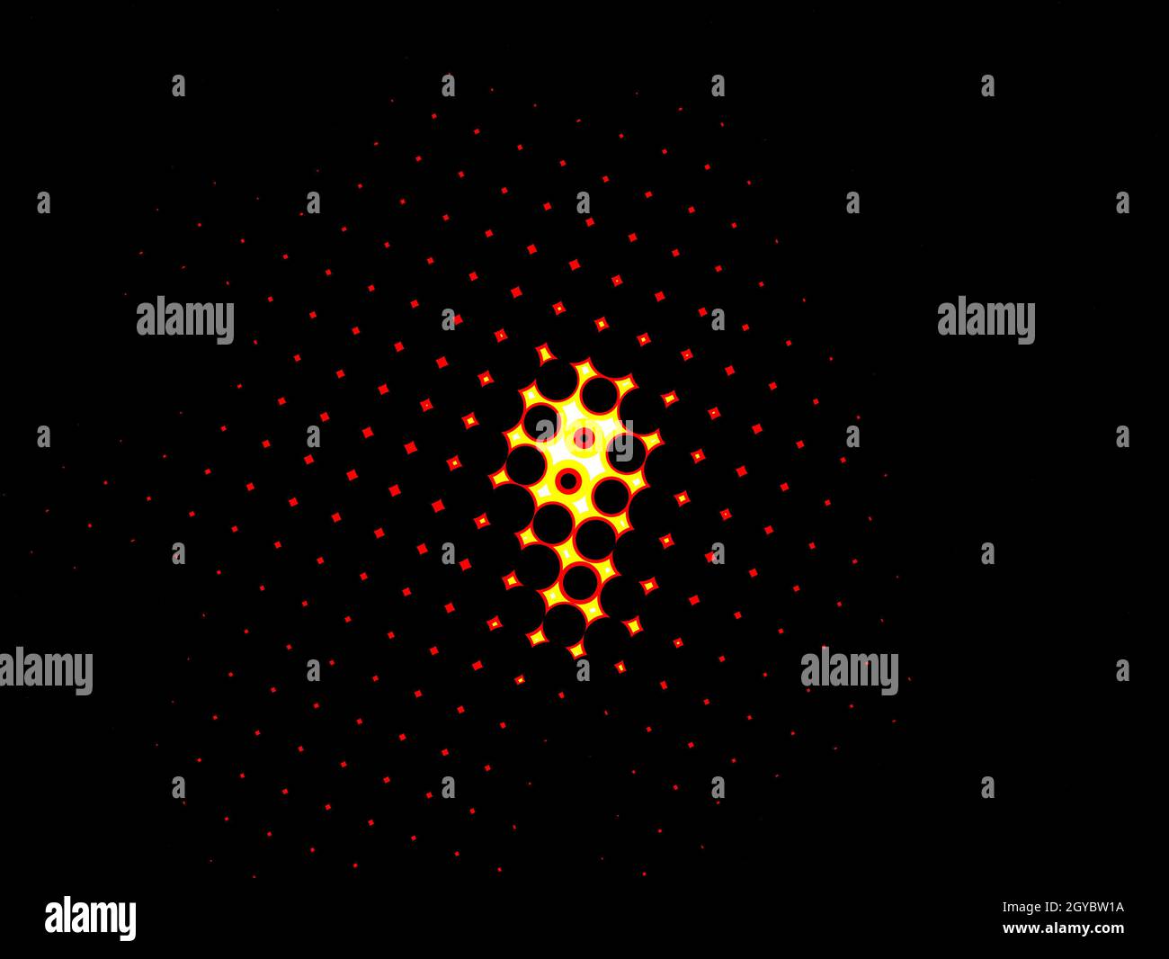 Abstract illustration of red and yellow rhombuses. Glow of geometric ...
