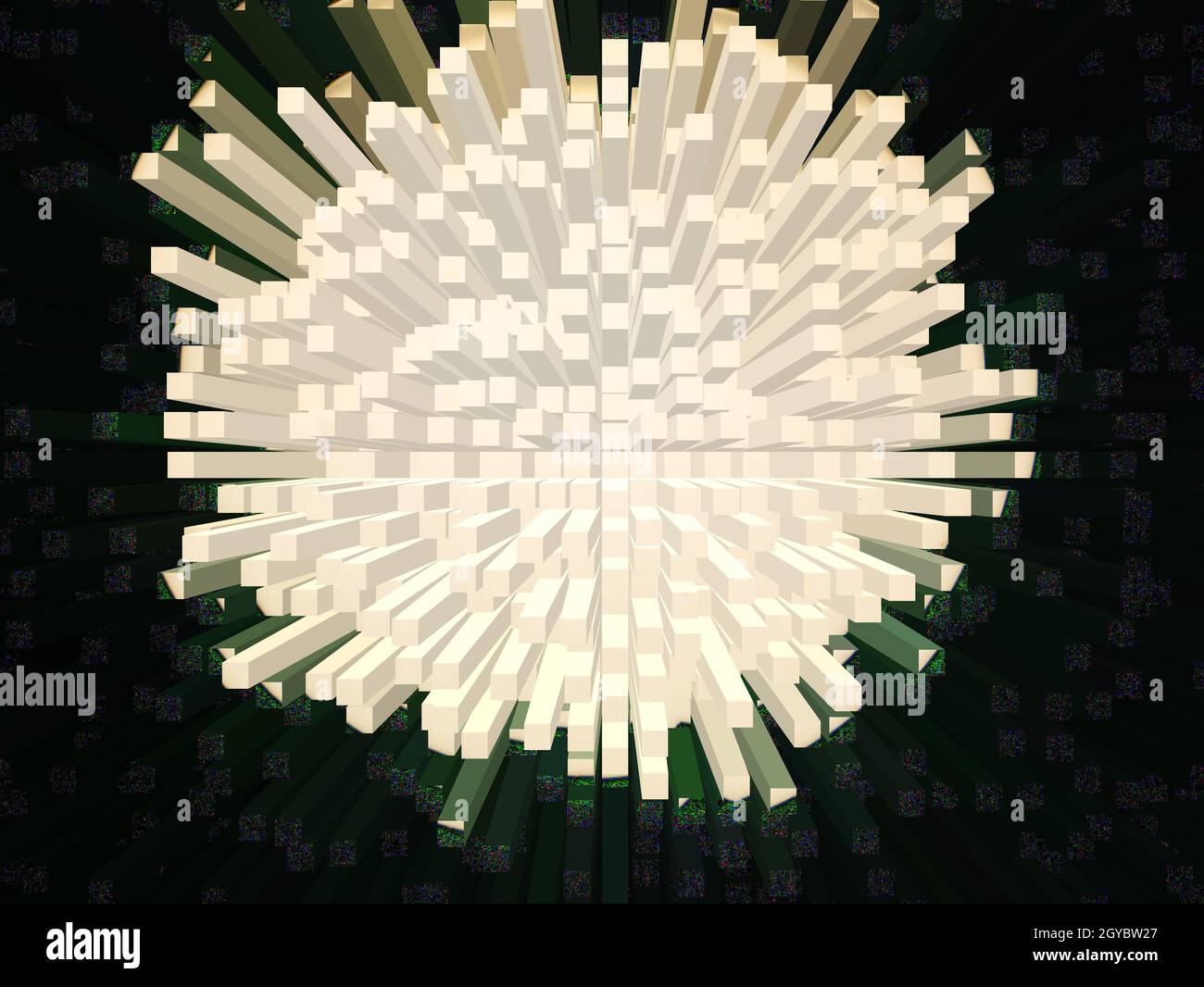 Abstract illustration of explosion of a white sphere. Explosion of a ...