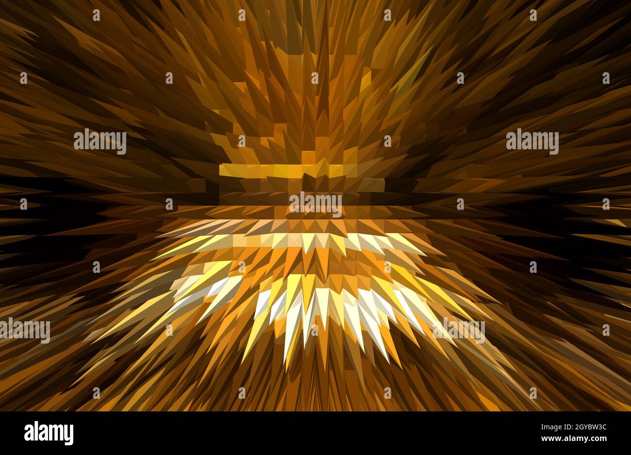 Abstract illustration of a space star explosion in gold tones. Space ...