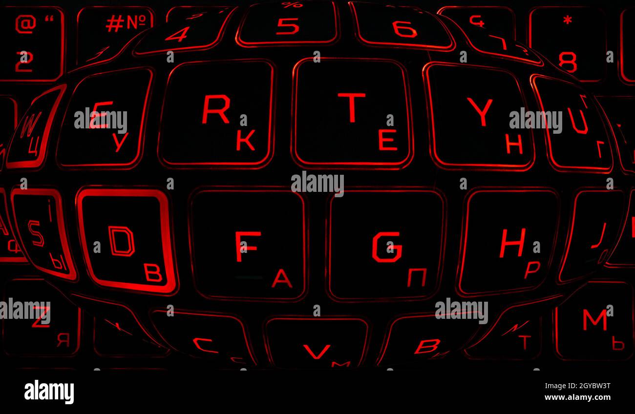 Computer keyboard in black and red colors abstract illustration ...