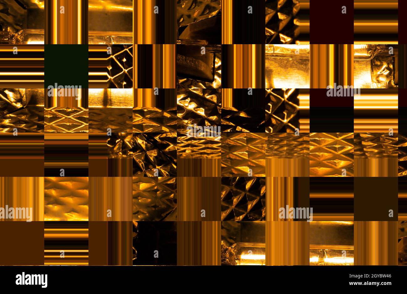 Abstract illustration of intersecting squares in gold tones. Textured ...