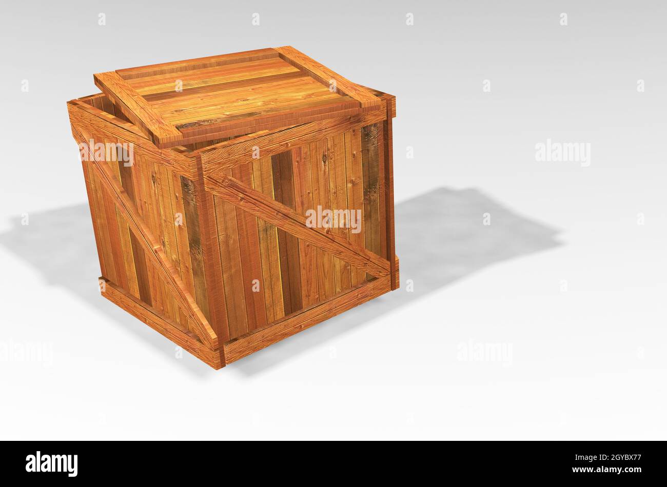 3d render open wooden crate hi-res stock photography and images - Alamy