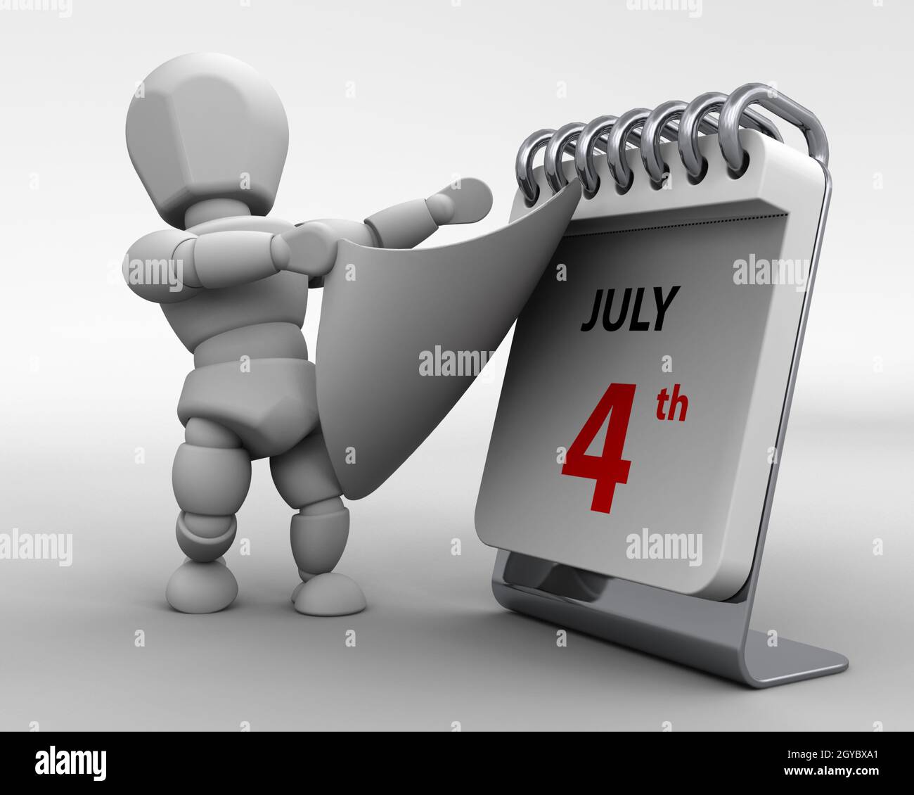 3D render of a man with a calender tearing off a page Stock Photo - Alamy