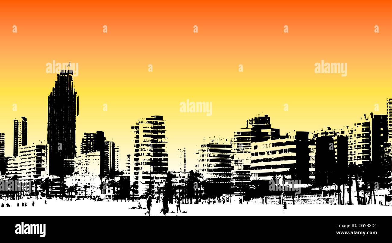 Benidorm silhouette hi-res stock photography and images - Alamy