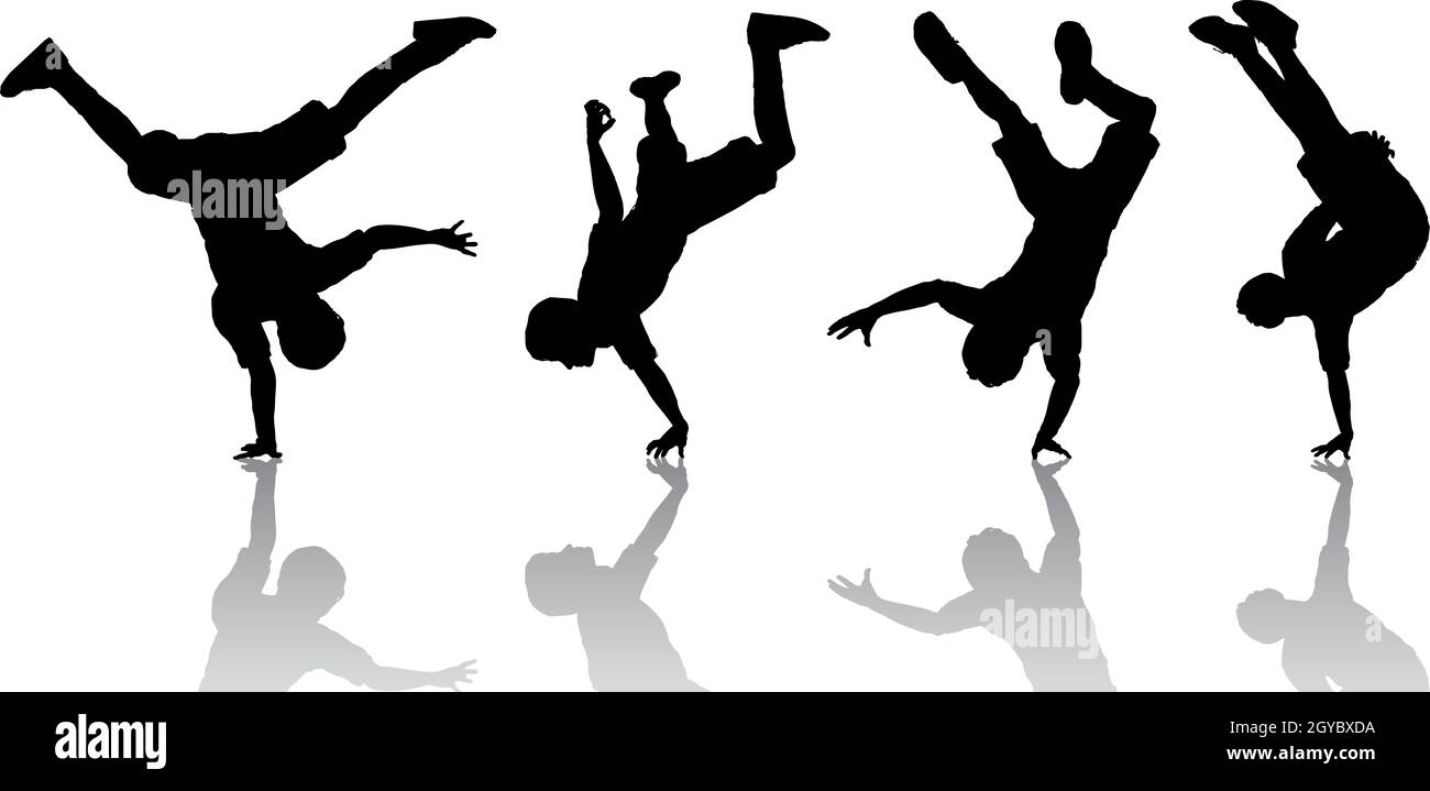 Silhouettes of breakdancers Stock Photo - Alamy