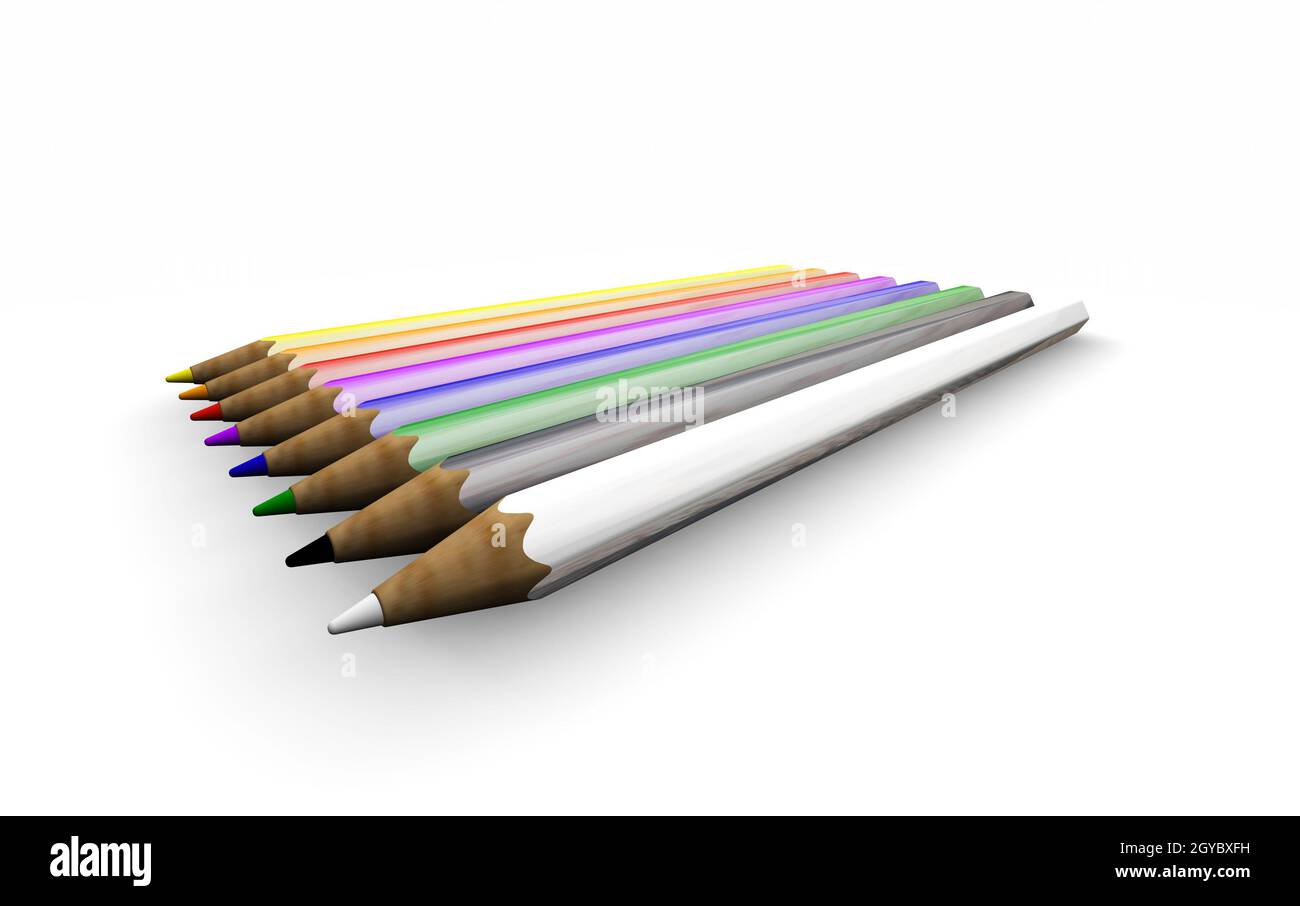 3d render colour pencils hi-res stock photography and images - Alamy