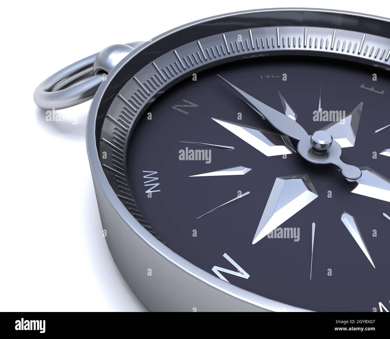 3D render of a Chrome navigational compass Stock Photo - Alamy