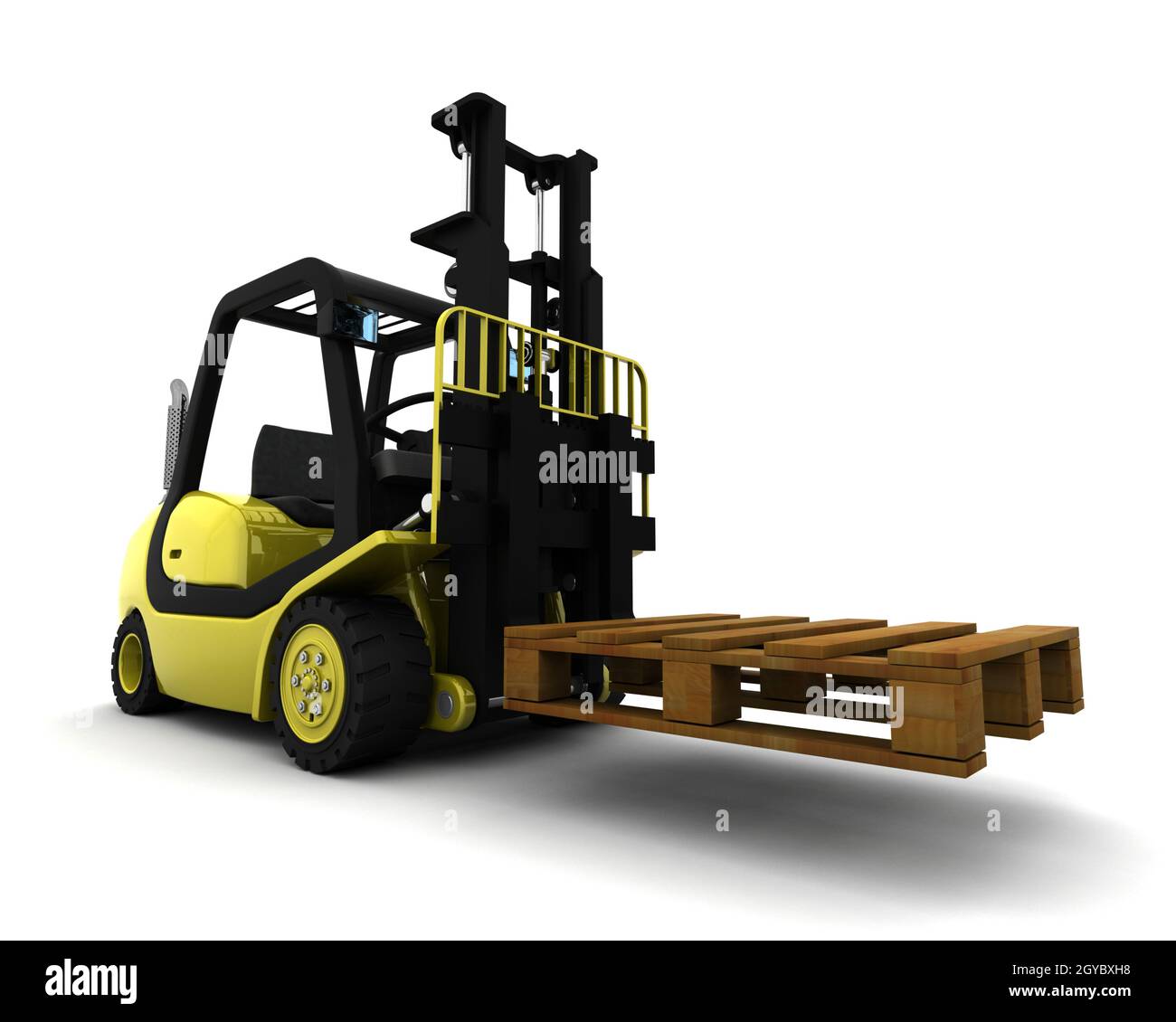 3D Render of Yellow Fork Lift Truck Isolated on White Stock Photo - Alamy