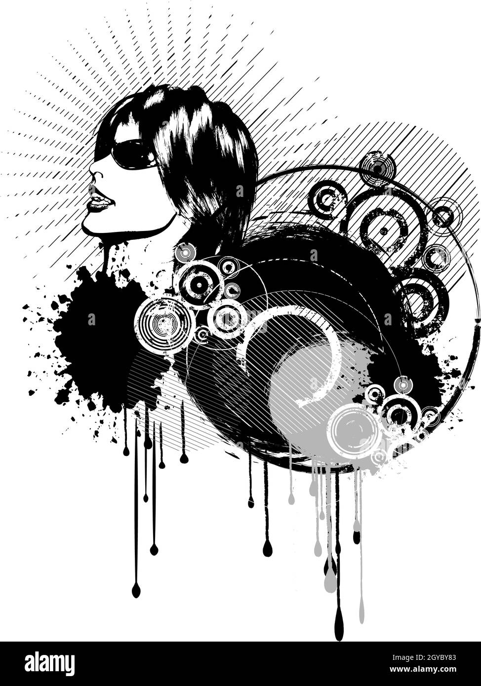 Abstract face grunge Black and White Stock Photos & Images - Alamy